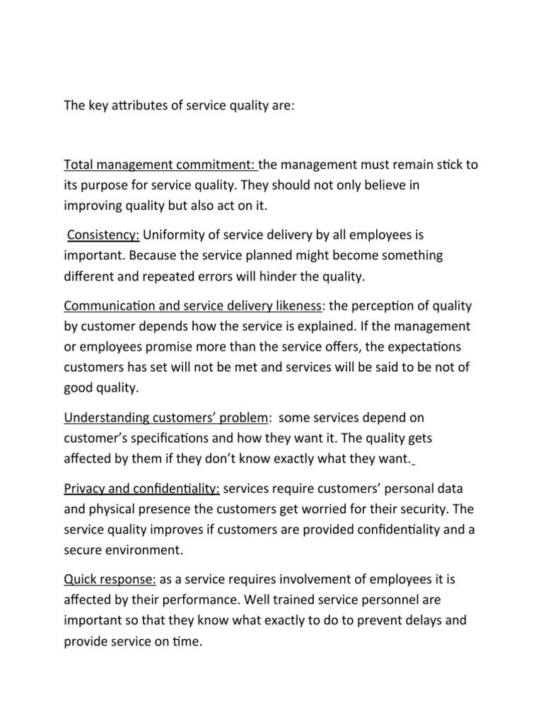 Key Attributes of Service Quality | PDF | Business