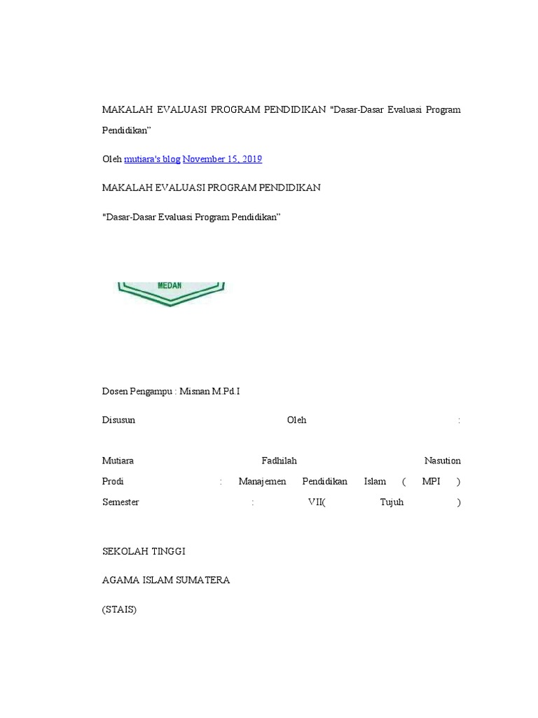 Pengertian Evaluasi Program Pendidikan | PDF
