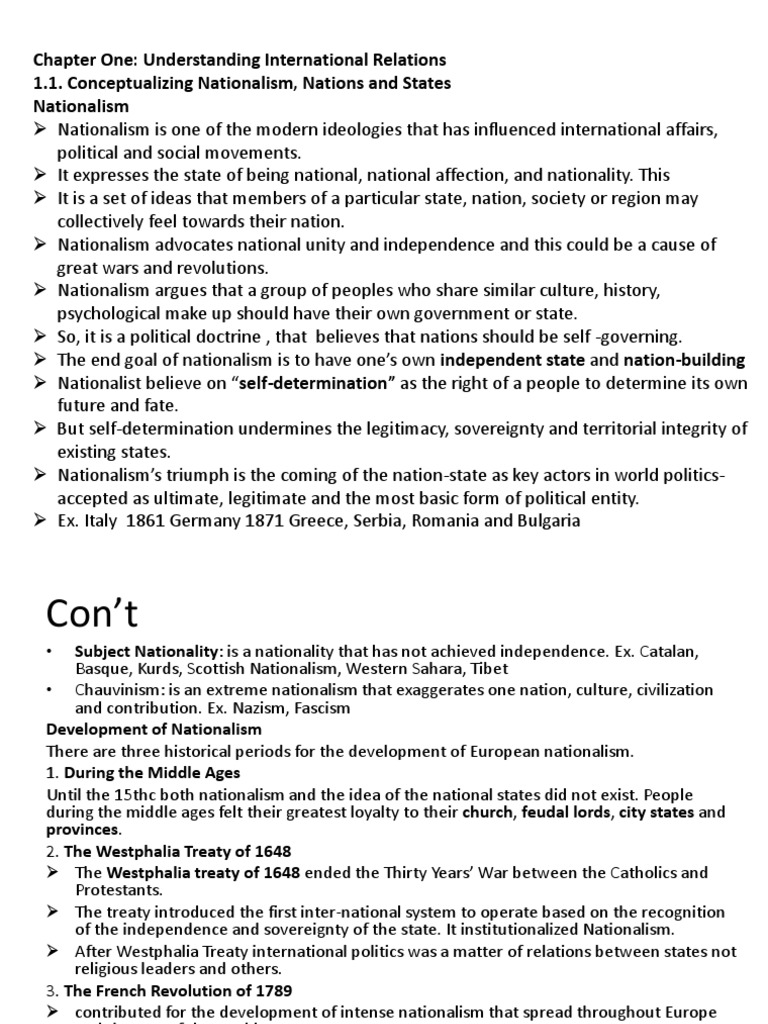 Chapter One: Understanding International Relations 1.1. Conceptualizing ...