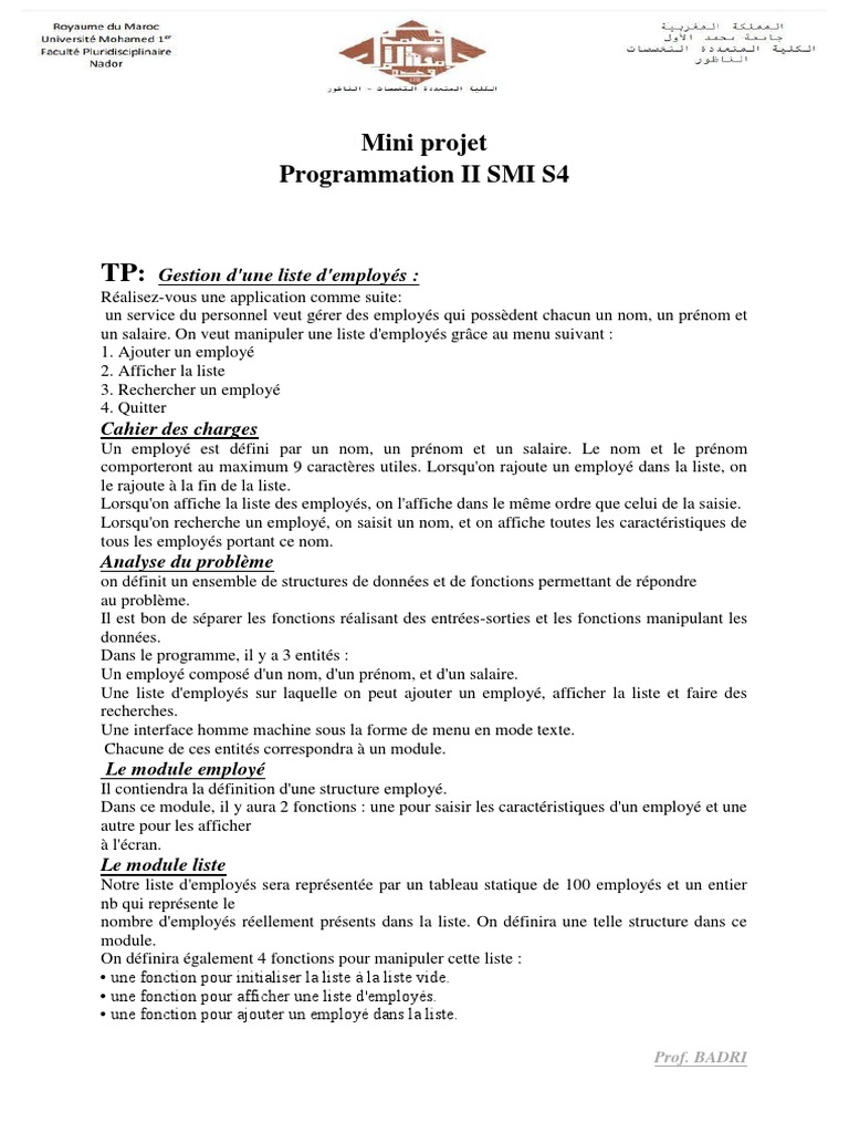 Examen TP Smi S4 | Descargar gratis PDF | Programmation informatique | Ingénierie informatique