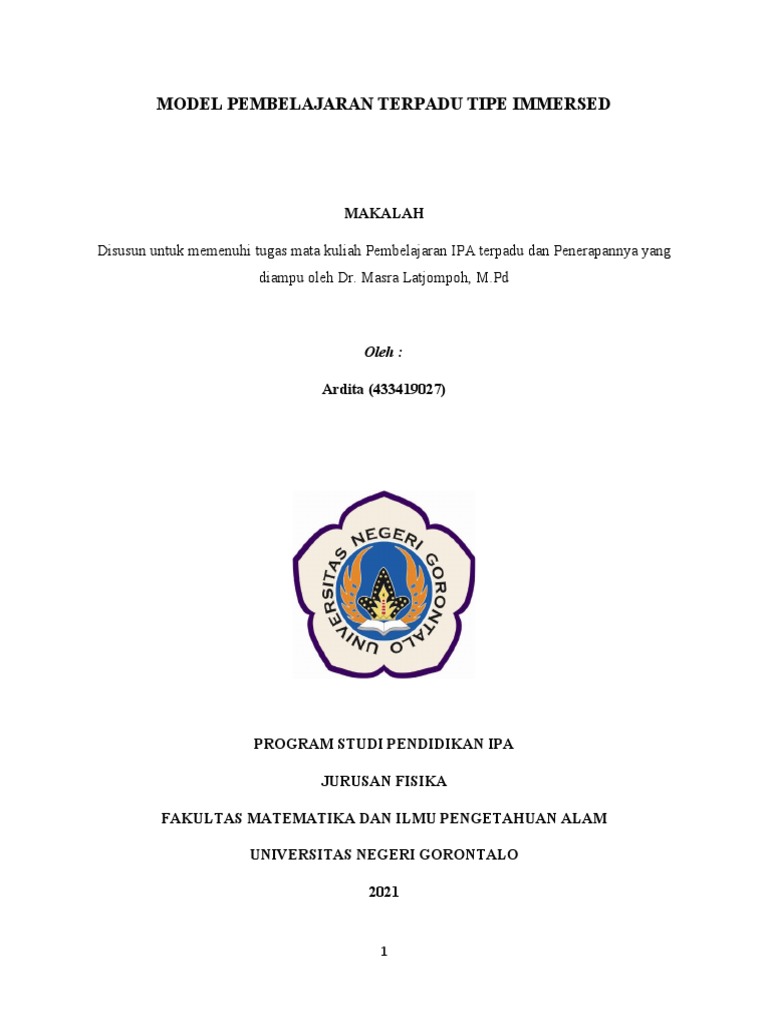Model Pembelajaran Terpadu Immersed | PDF