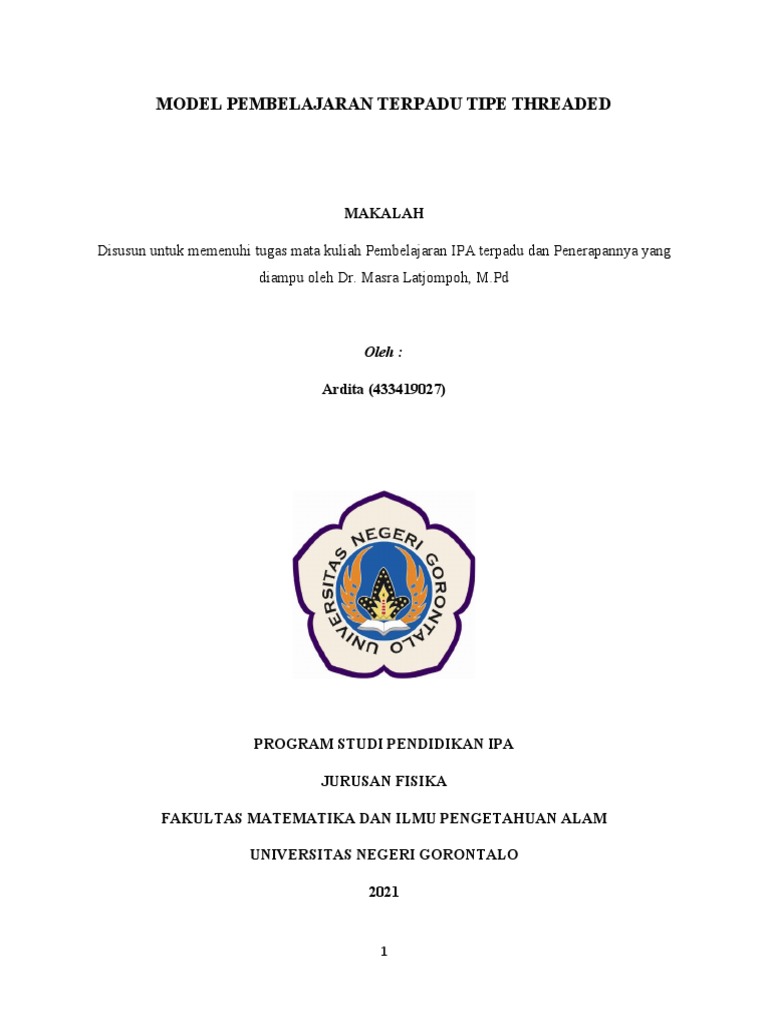 Model Pembelajaran Terpadu Tipe Threaded | PDF