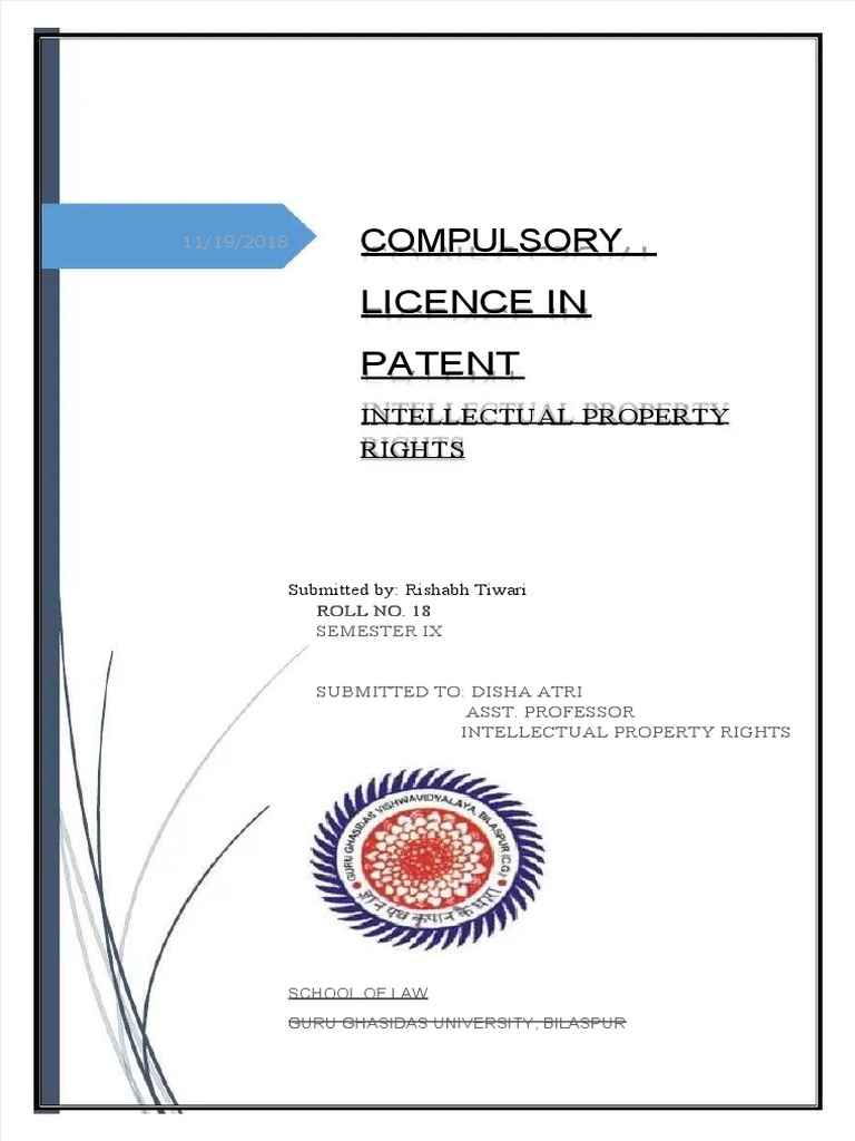 PDF Compulsory Licence in Patent Intellectual Property Rights | PDF ...