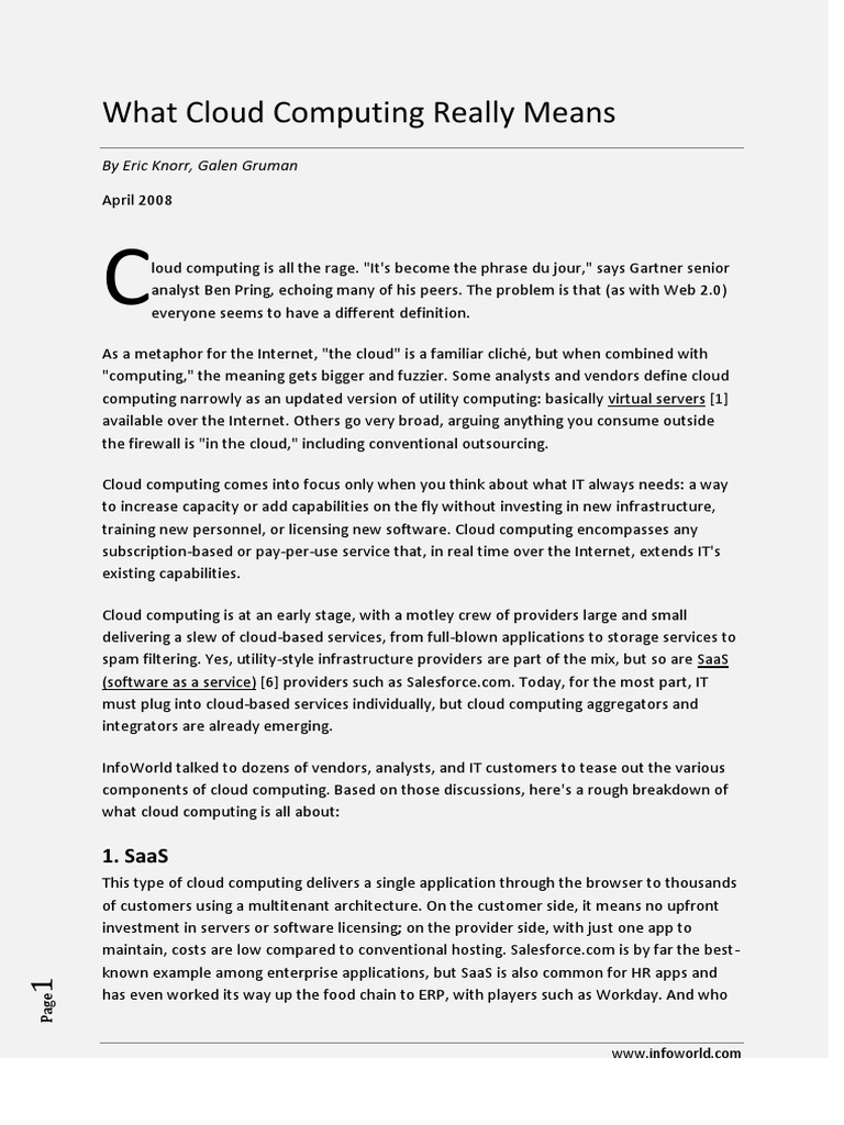 What Cloud Computing Really Means: by Eric Knorr, Galen Gruman | PDF ...