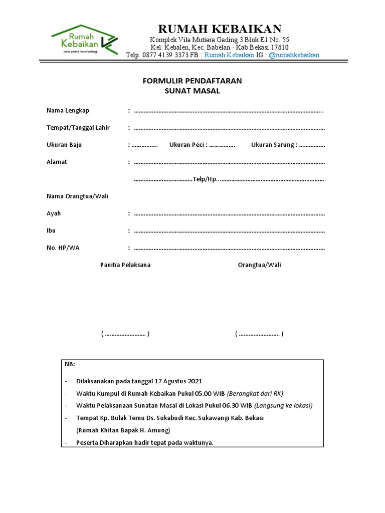 Formulir Sunat Massal | PDF