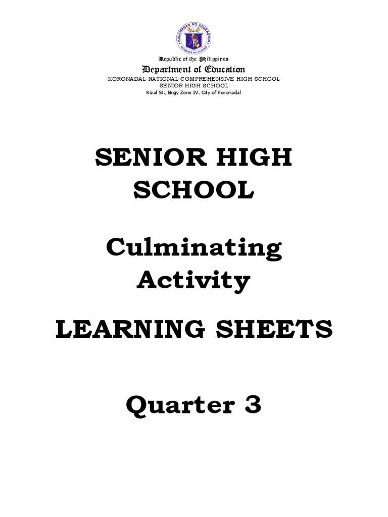 Lesson 01-02 - Culminating Activity (Activity Sheet) | PDF | Concept ...