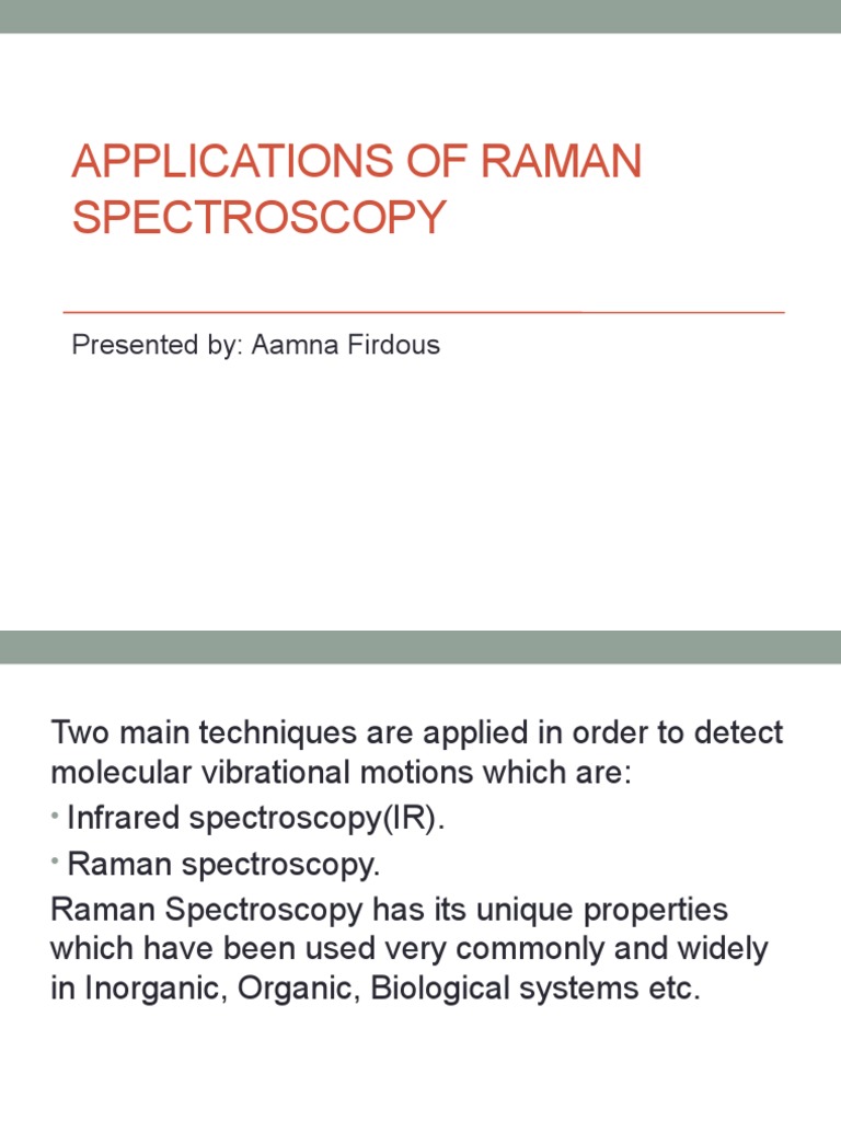 Applications of Raman Spectroscopy | PDF | Infrared Spectroscopy ...