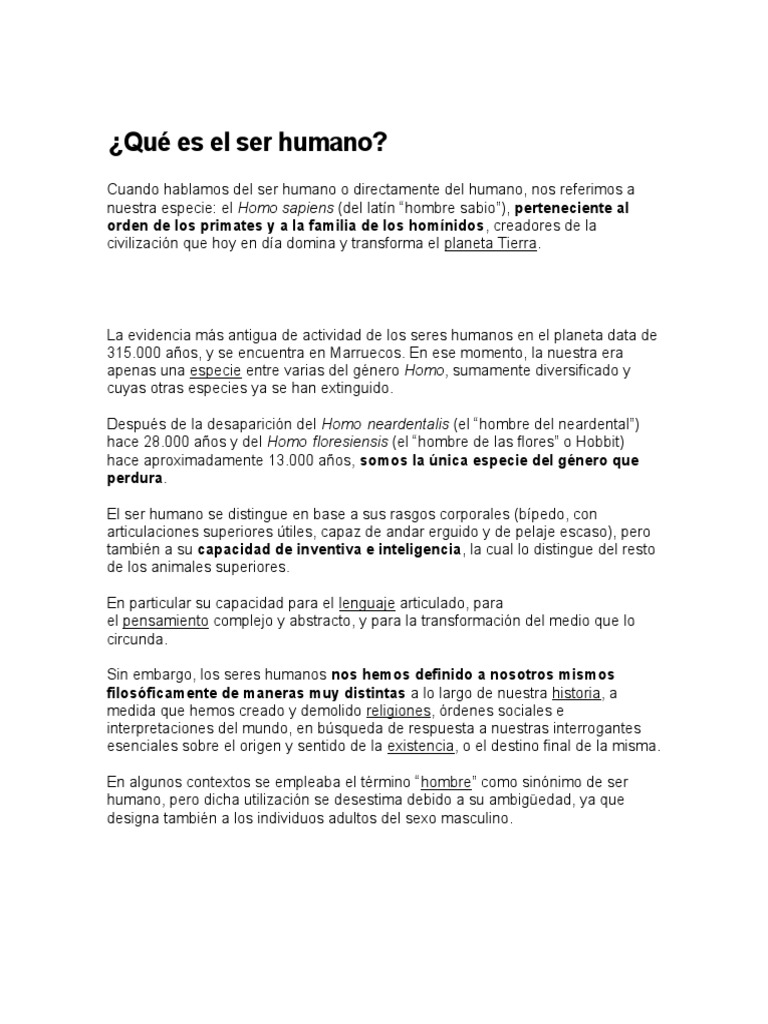 Qué Es El Ser Humano | PDF