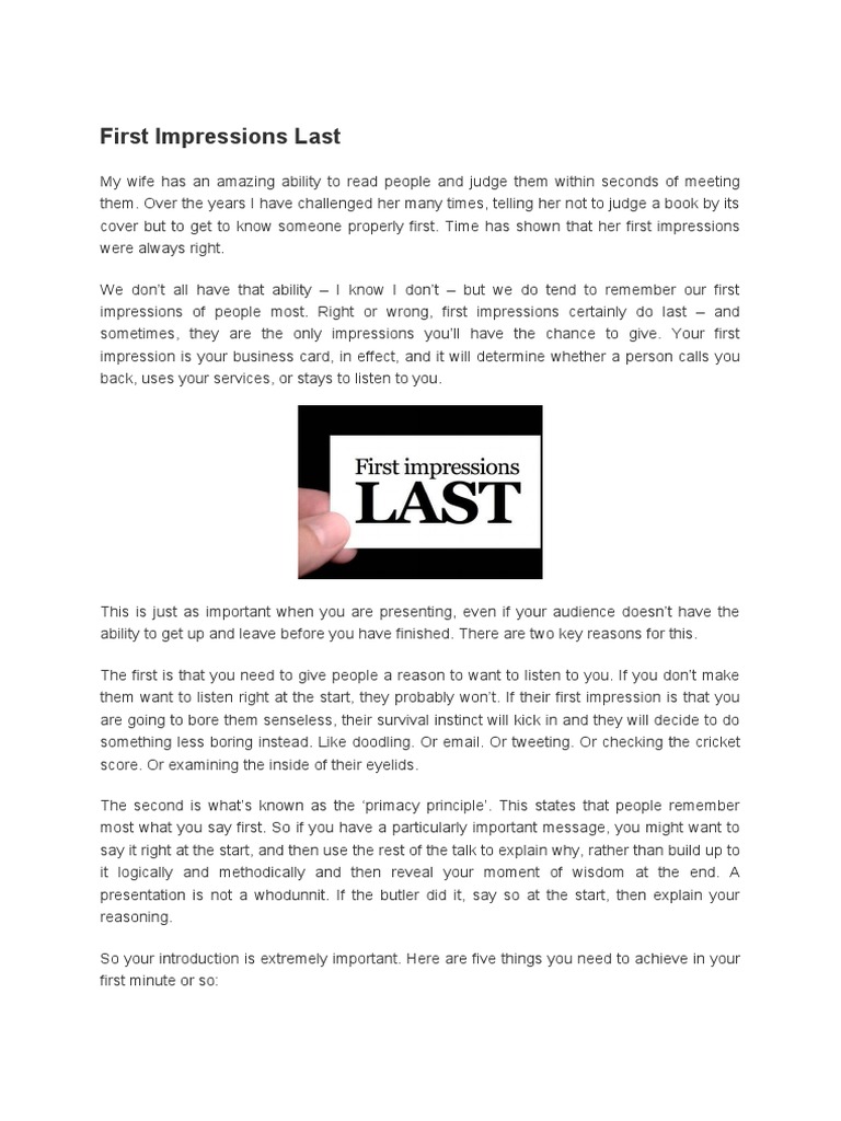 First Impressions Last... | PDF | Job Interview | Precedent