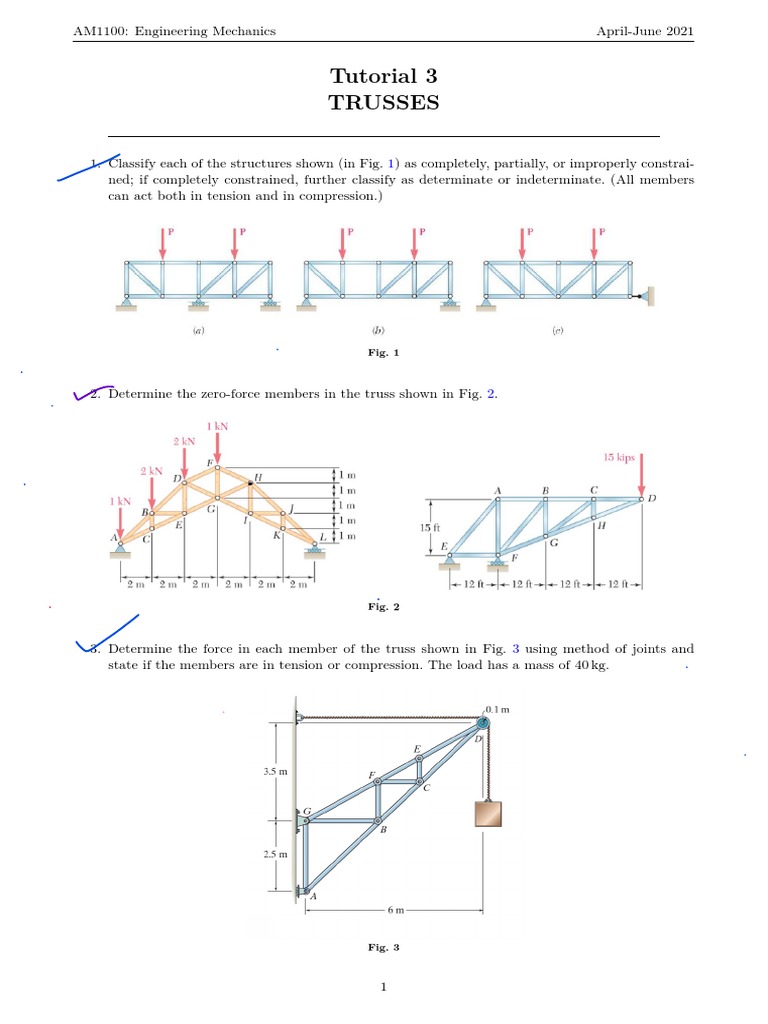 Tutorial 3 Trusses | PDF