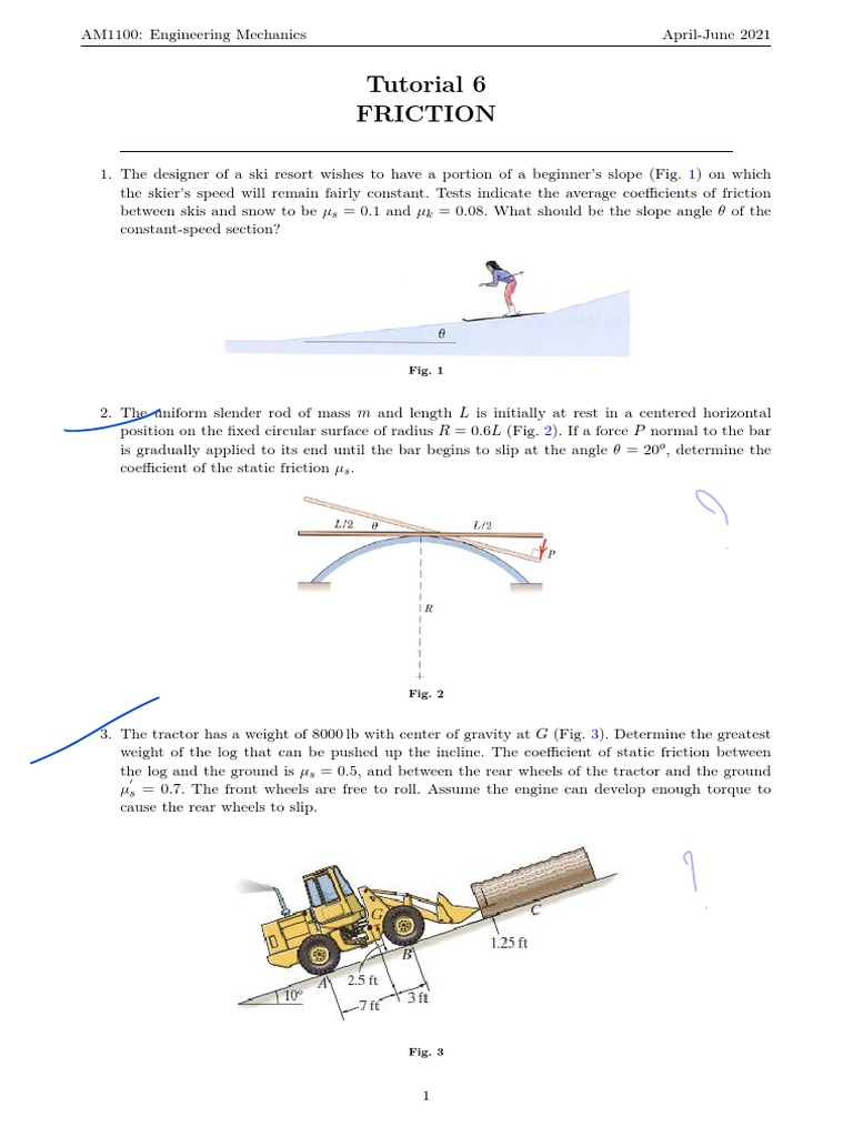 Engineering Mechanics Tutorial on Friction | PDF | Friction | Force