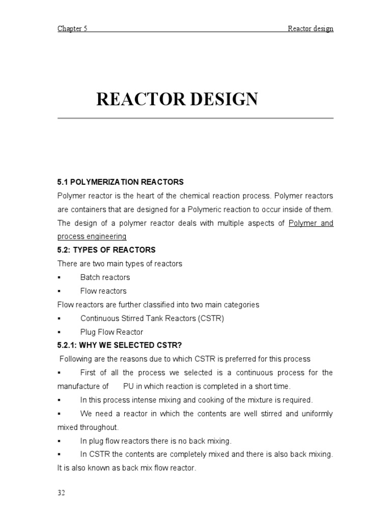 Chapter 5 Reactor Design | PDF | Chemical Reactor | Chemistry
