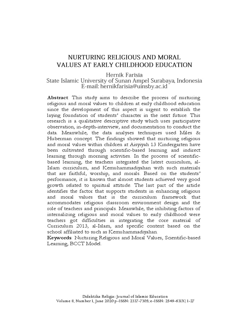 Penelitian - Nurturing Religious & Moral Values | PDF | Educational ...