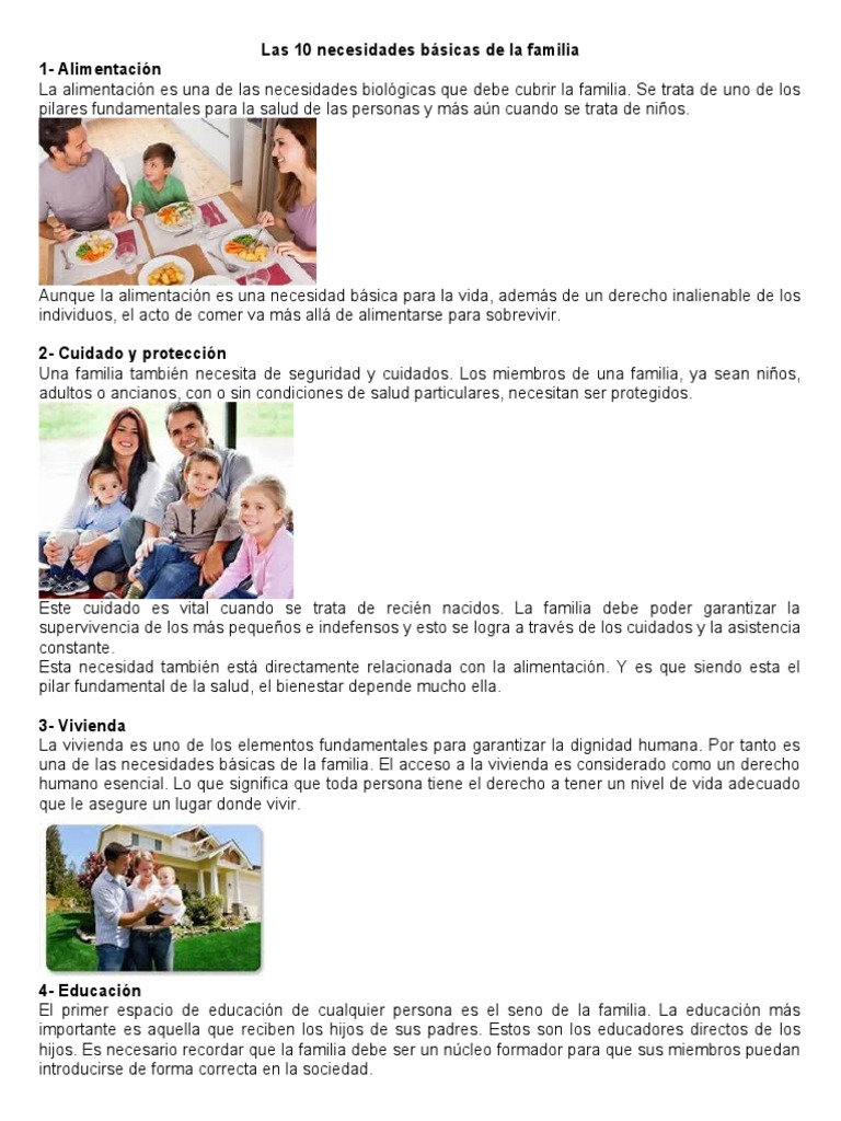 Las 10 Necesidades Básicas de La Familia | PDF | Familia | Comunicación