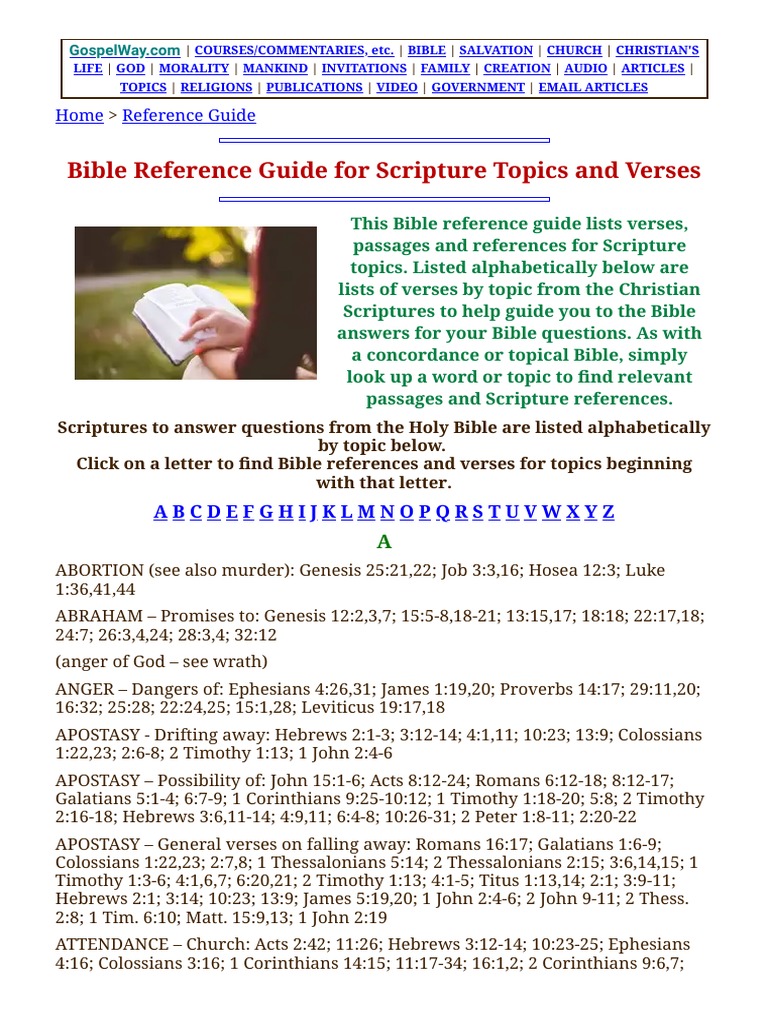 A Bible Reference Guide For Scripture Topics and Verses | PDF | Acts Of ...