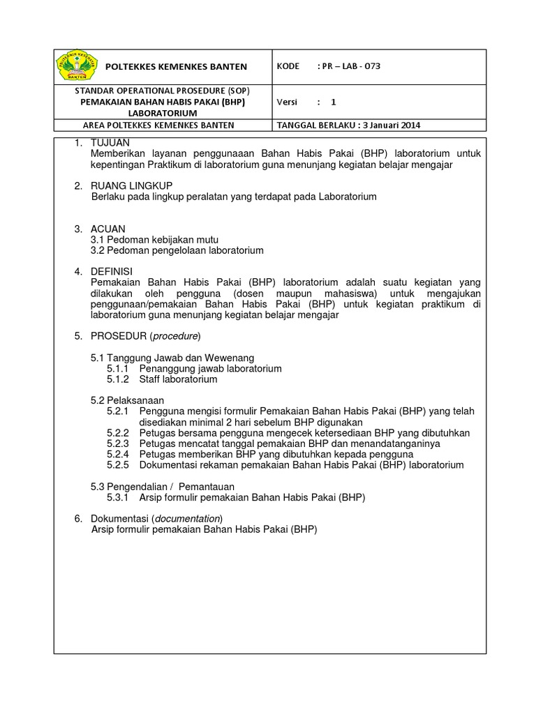 Sop Pemakaian BHP | PDF