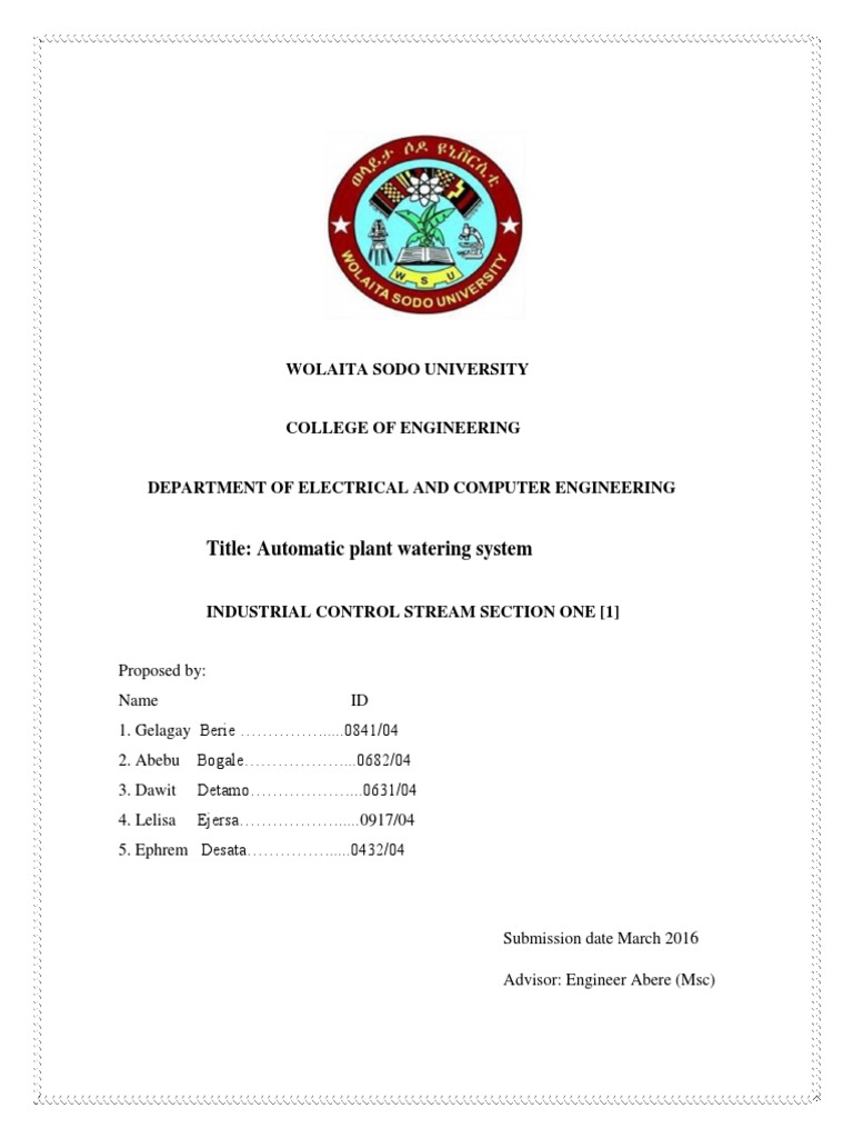 Automatic Plant Watering System Proposal | PDF | Arduino | Microcontroller