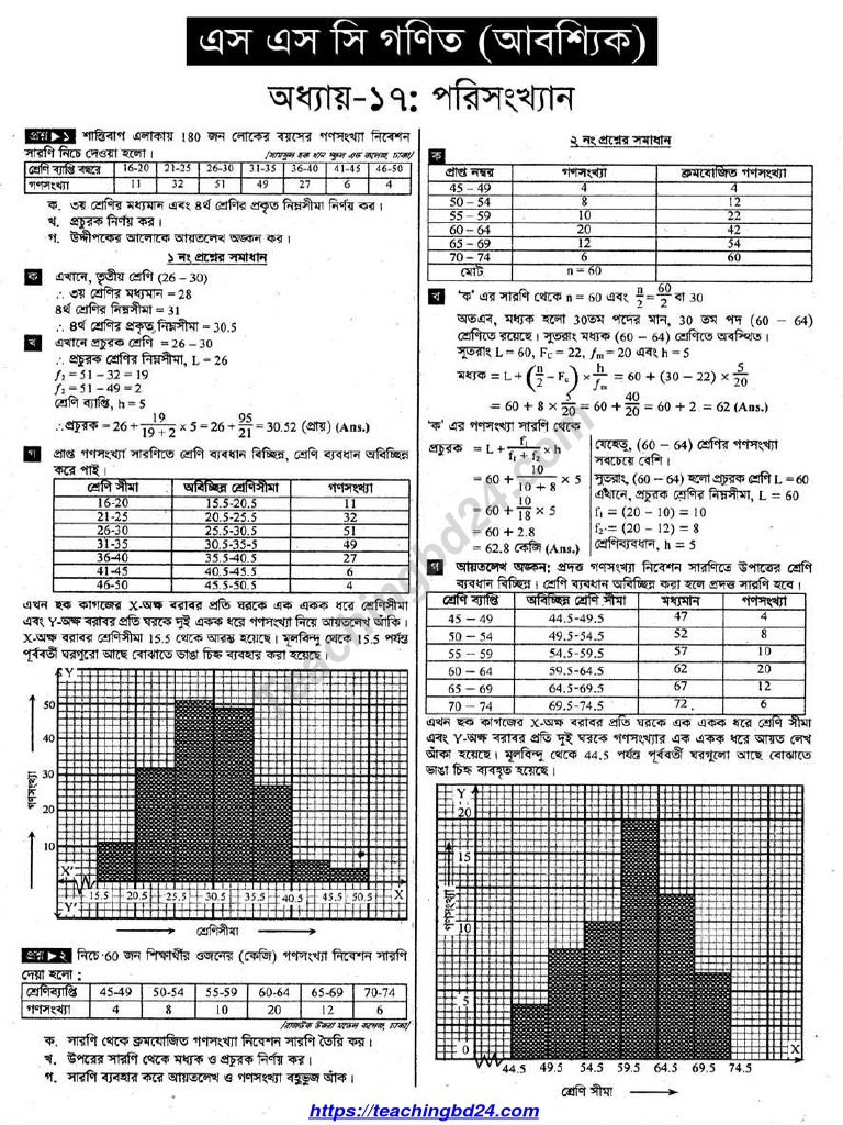 SSC Mathematics Note 17th Chapter Statistics | PDF