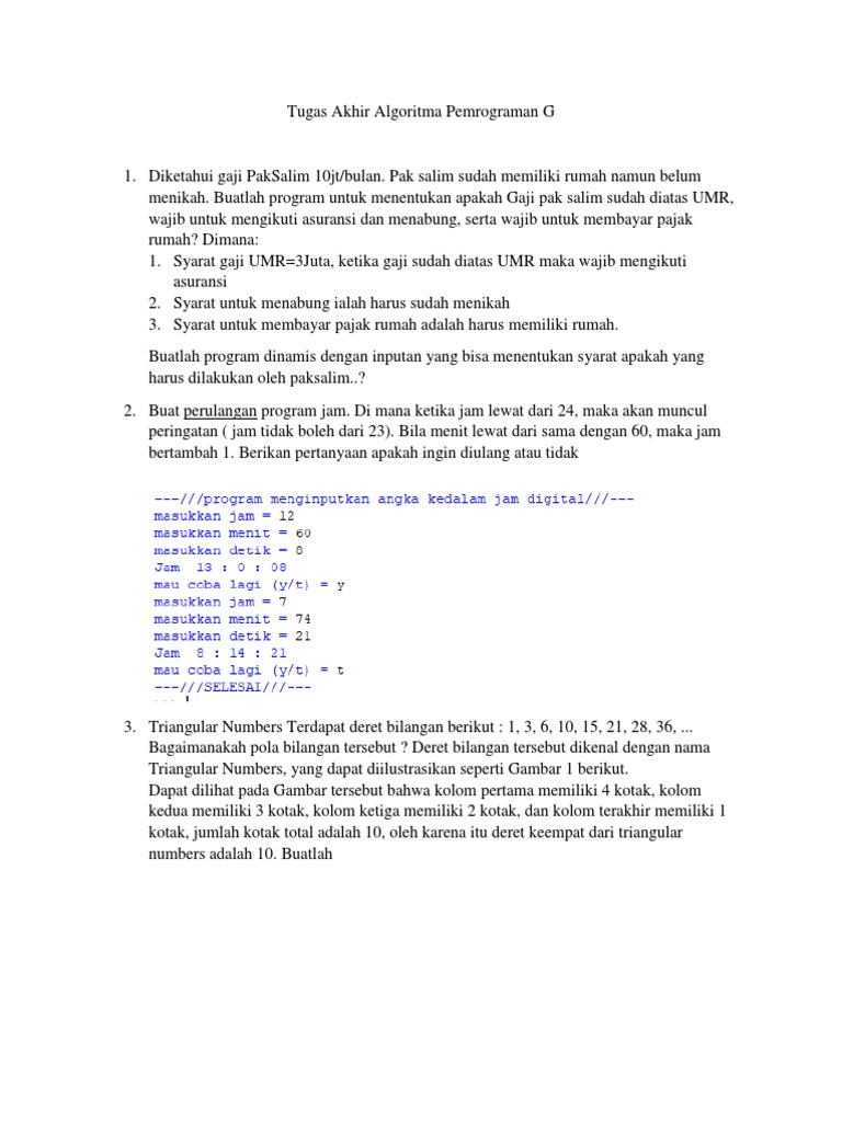 Tugas Akhir Algoritma Pemrograman G | PDF | Karier & Perkembangan | Metode & Bahan Ajar