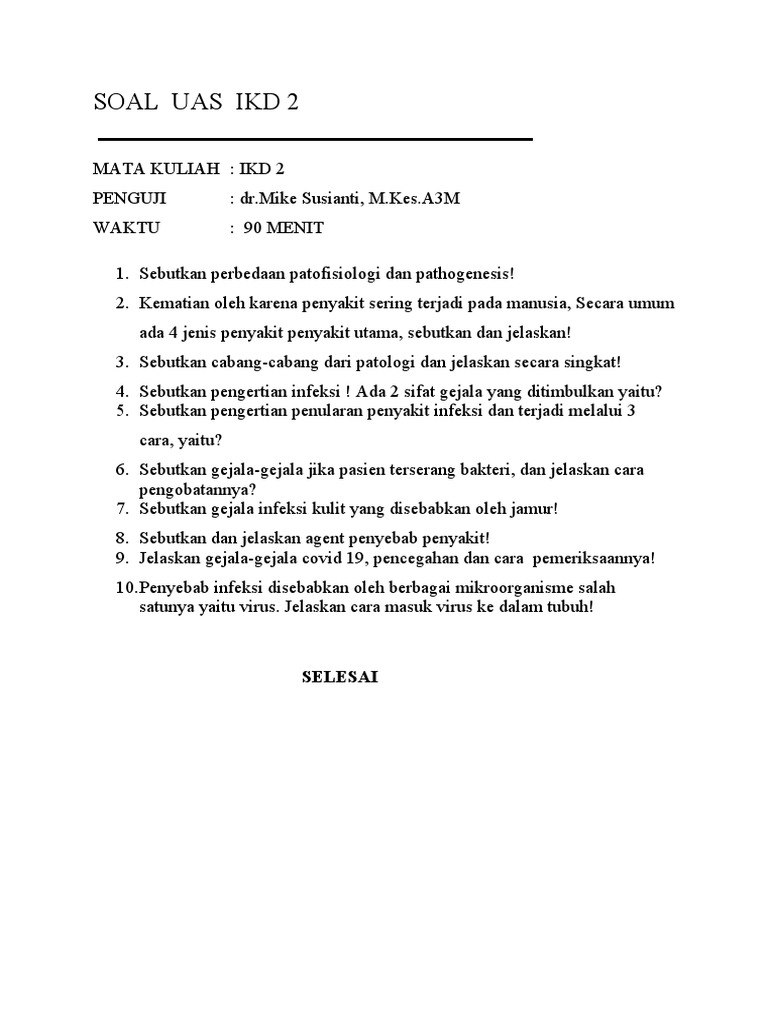Soal Uas Ikd Ii.3 | PDF