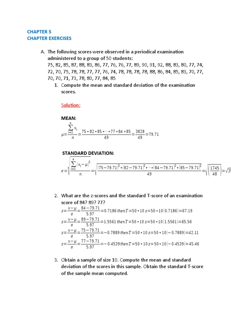 Chapter Exercises: Solution | PDF | Standard Score | Statistical Analysis