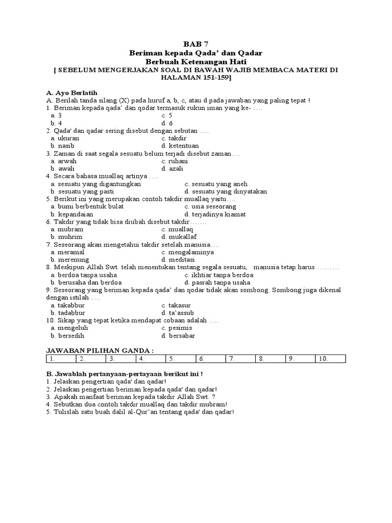 Soal Pai KLS 9 SMSTR 2 | PDF