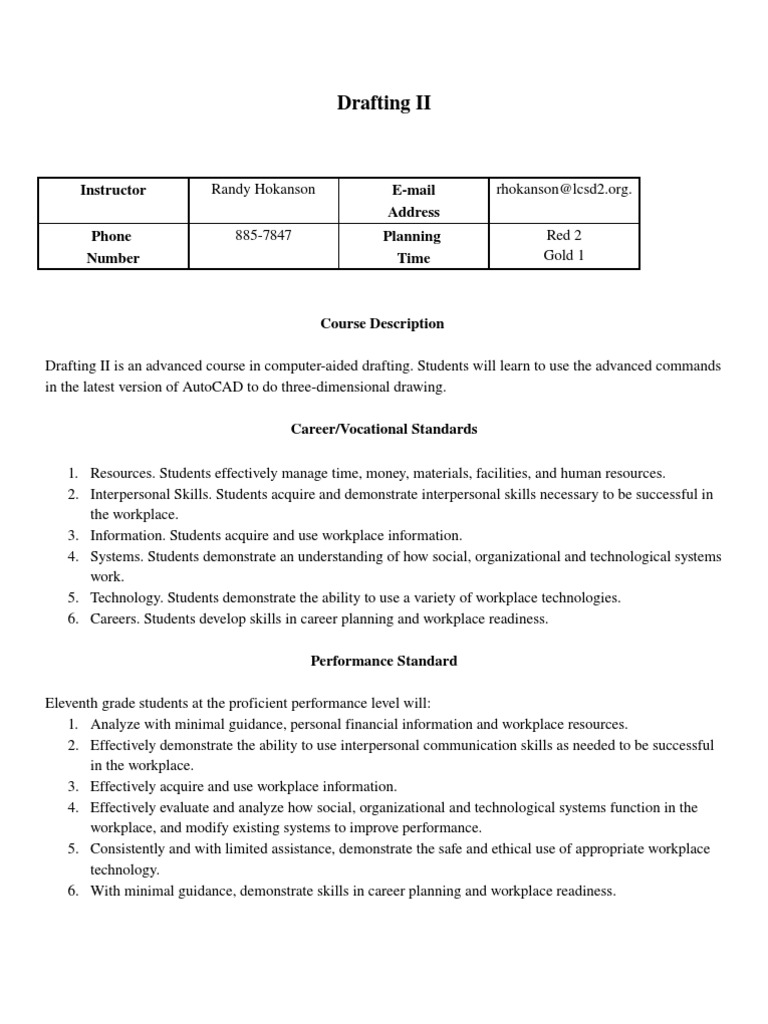Drafting II | PDF | Skill | Teaching