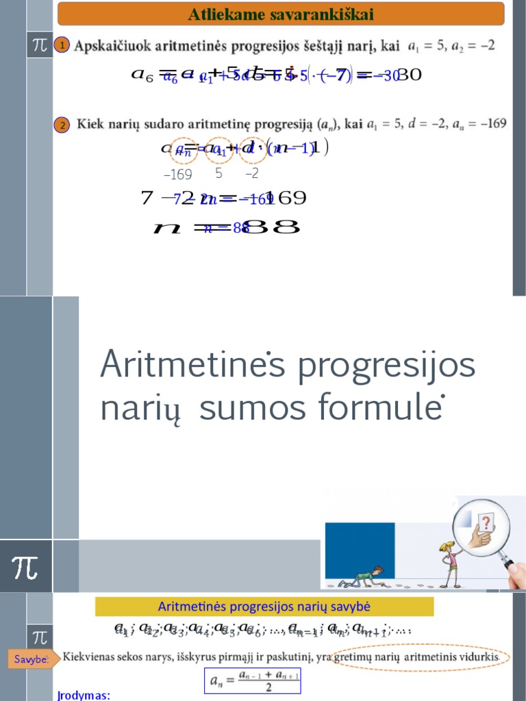 Aritmetines Progresijos Sumos Formule | PDF