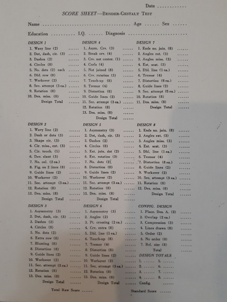 BGT Scoring Sheet | PDF | Teaching Mathematics