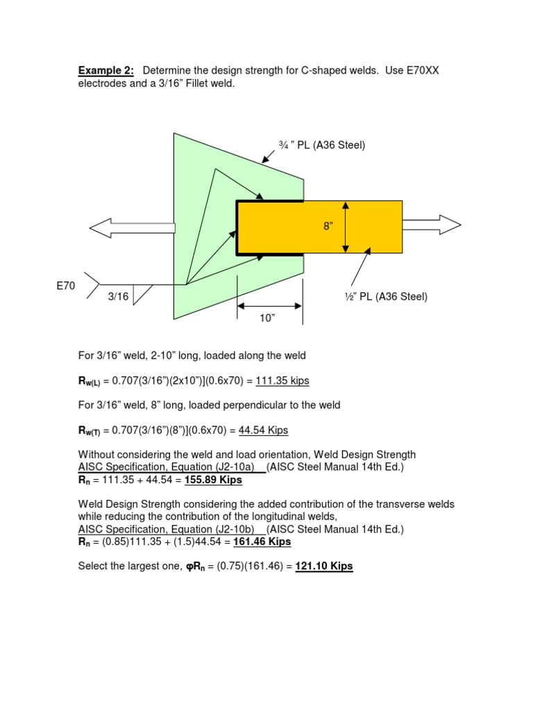 Example 2: Determine The Design Strength For C-Shaped Welds. Use E70XX ...