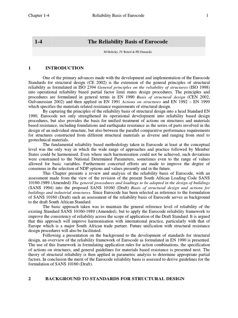 Chapter 1-4 The Reliability Basis of Eurocode | PDF | Reliability ...