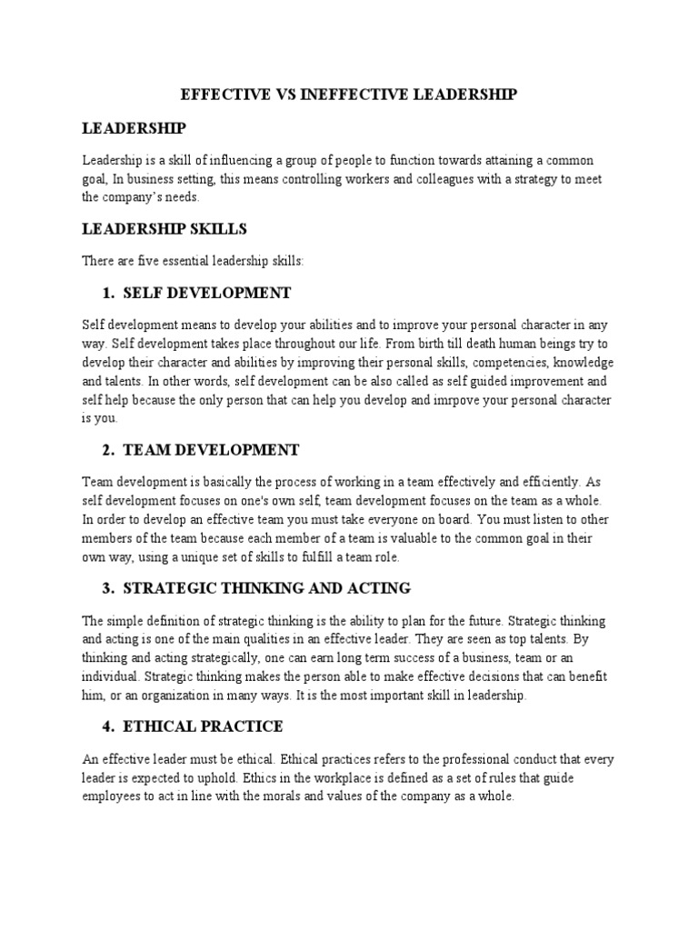 EFFECTIVE VS INEFFECTIVE LEADERSHIP (Hafeez) | PDF | Leadership | Empathy