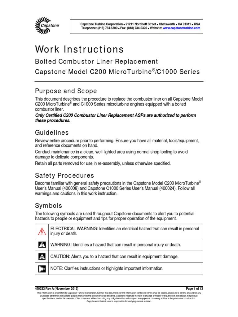 A WI C200-C1000 Bolted Combustor Liner Replacement | PDF | Screw | Nut ...