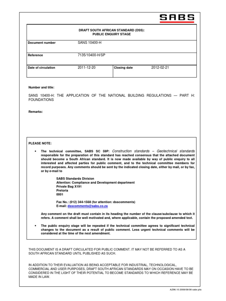 SABS Foundation Design Codes | PDF | Geotechnical Engineering ...
