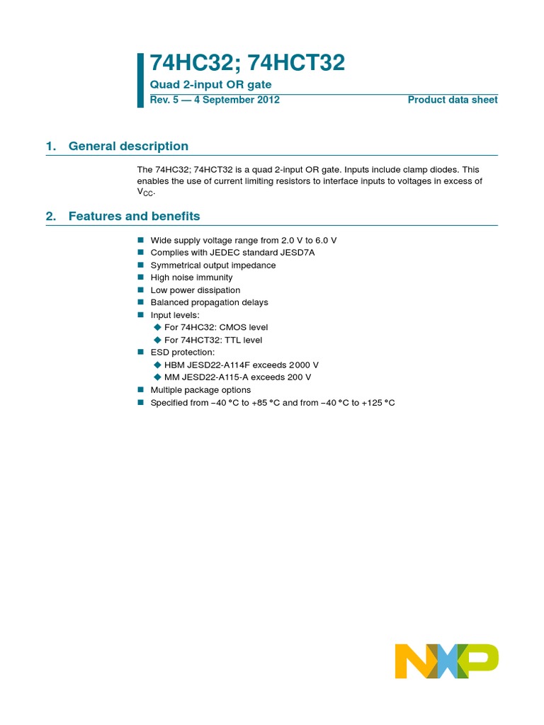 74HC32 74HCT32: 1. General Description | PDF | Computer Engineering ...