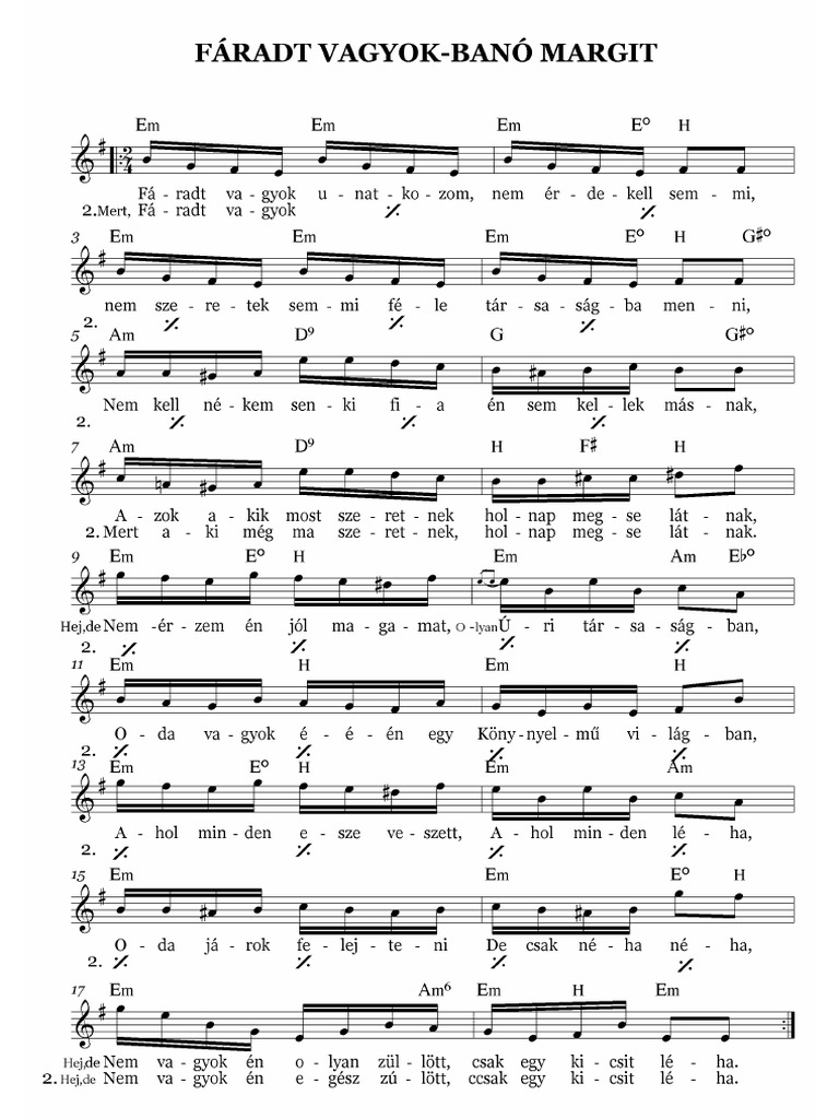 Fáradt Vagyok-Bangó Margit | PDF