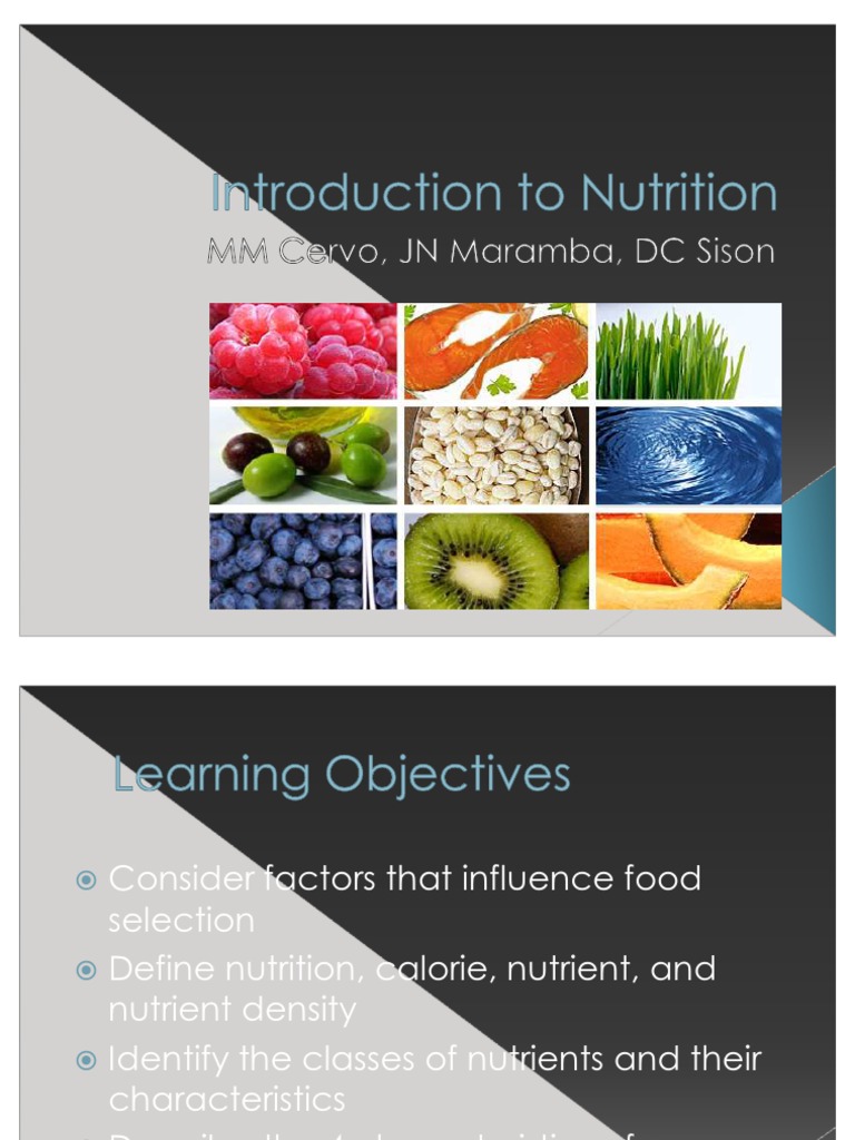 Introduction To Nutrition | PDF | Gastrointestinal Tract | Small Intestine