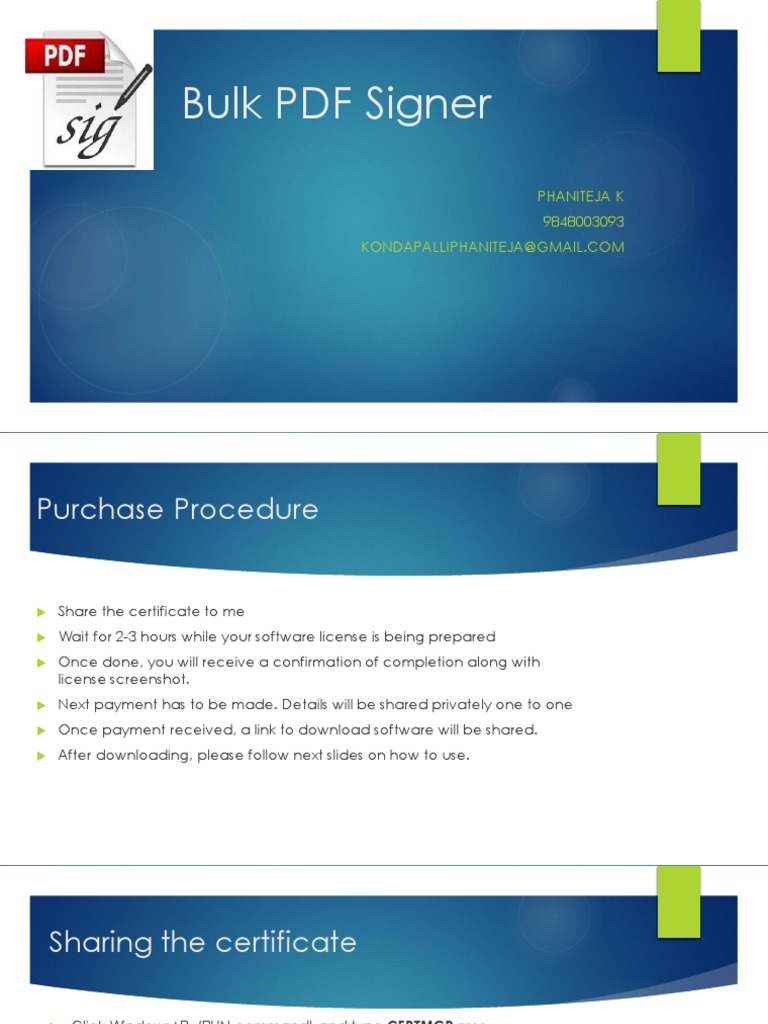 Bulk PDF Signer | PDF | Application Software | Computer Architecture