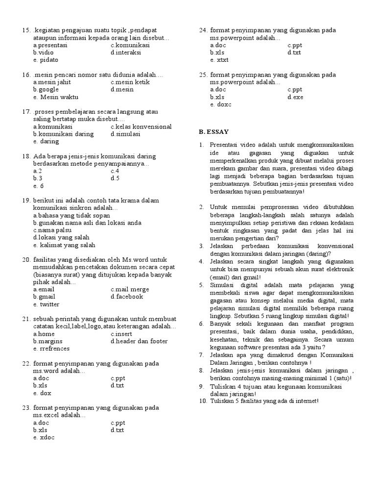 Halaman 2 - Soal Simulasi Digital Kelas X | PDF