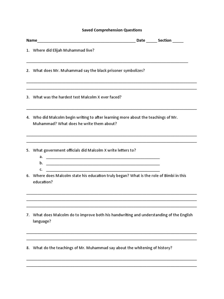 Chapter 11 Comprehension Questions | PDF | Malcolm X