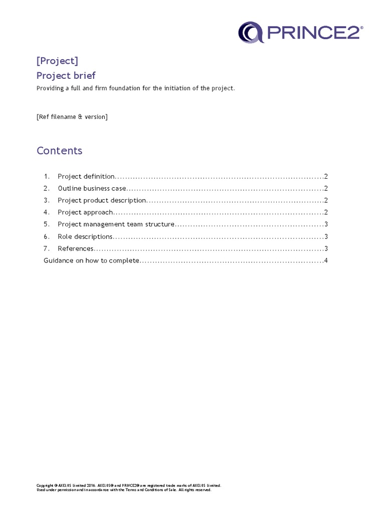 PRINCE2 2017 Project Brief | PDF | Project Management | Accountability