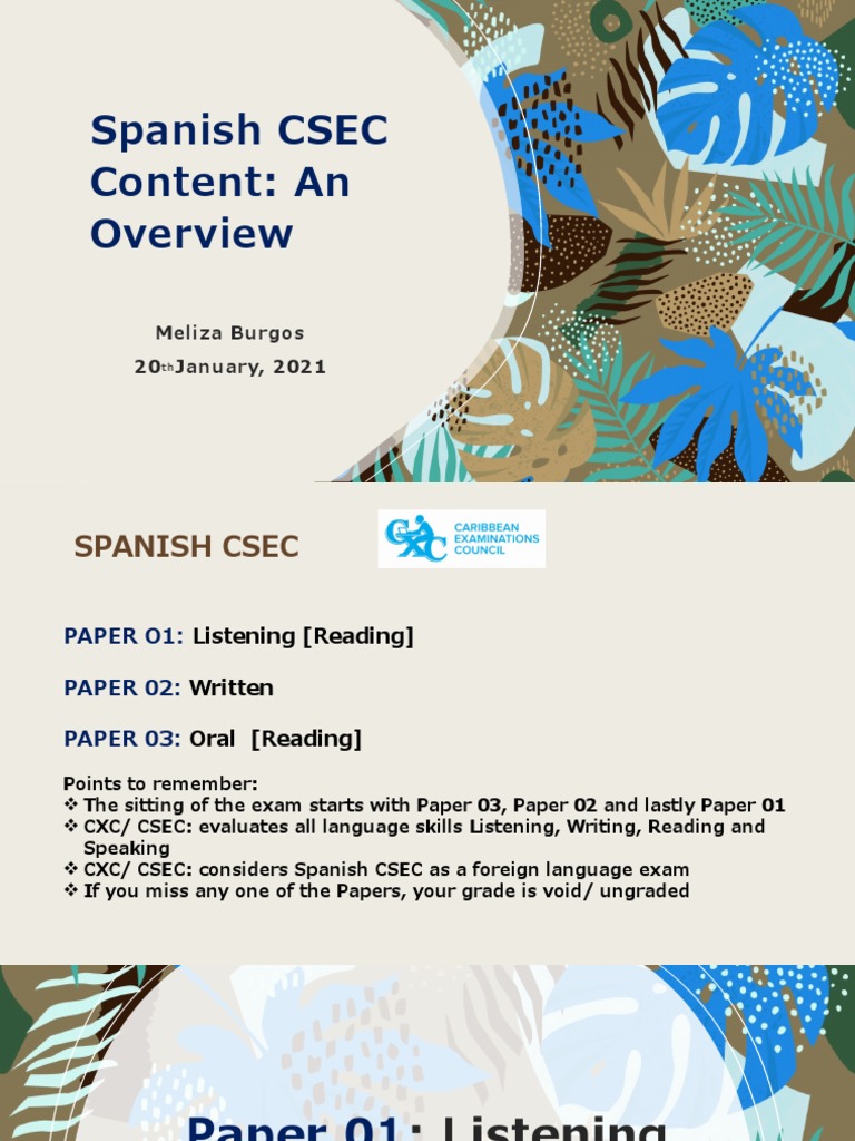 Csec Spanish Explanation | Download Free PDF | Reading Comprehension ...