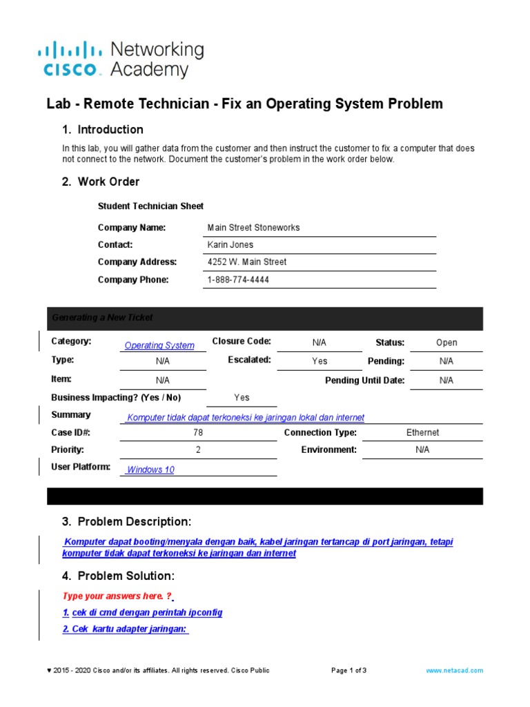 14.4.1.5 Lab - Remote Technician - Fix An Operating System Problem ...