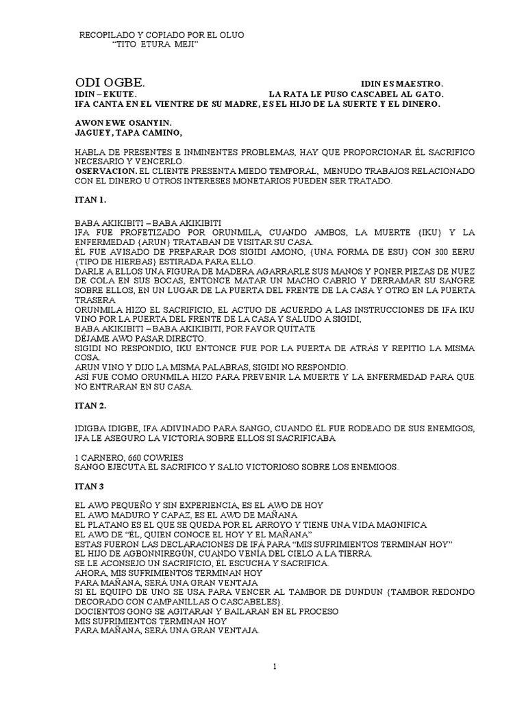 Historias de Ifá y Sacrificios | PDF | Sobrenatural | Santeria