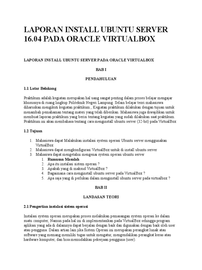 Laporan Install Ubuntu Server 16 | PDF Laporan Install Ubuntu Server 16 | PDF