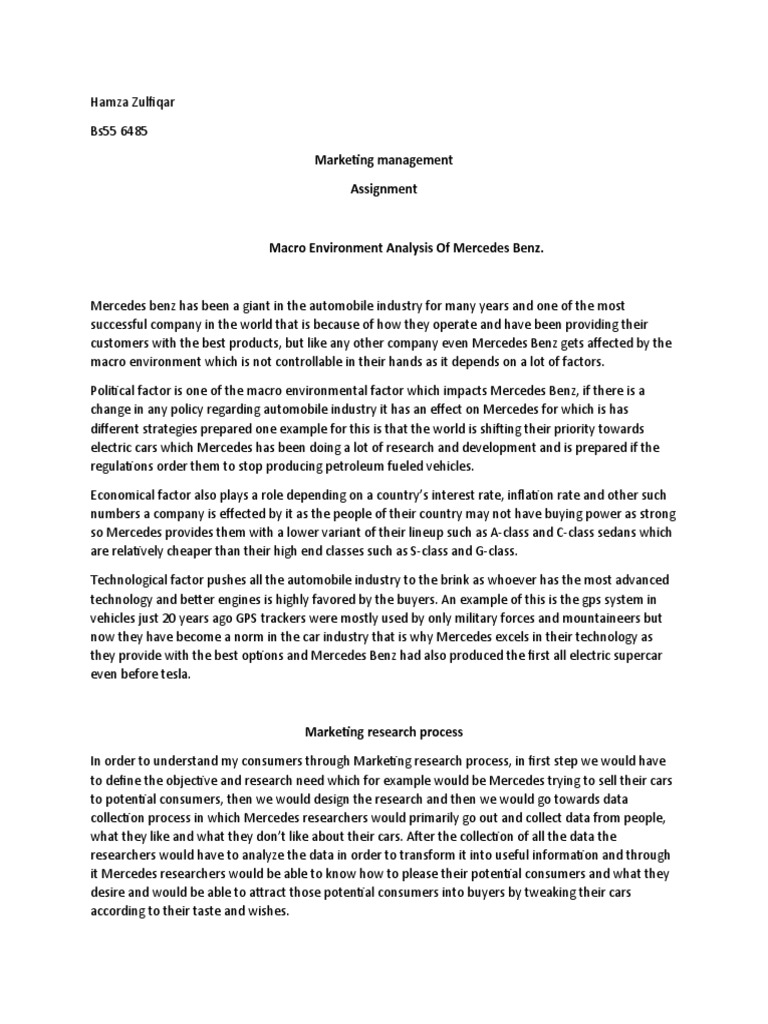 Marketing Management Assignment | PDF | Car | Mercedes Benz