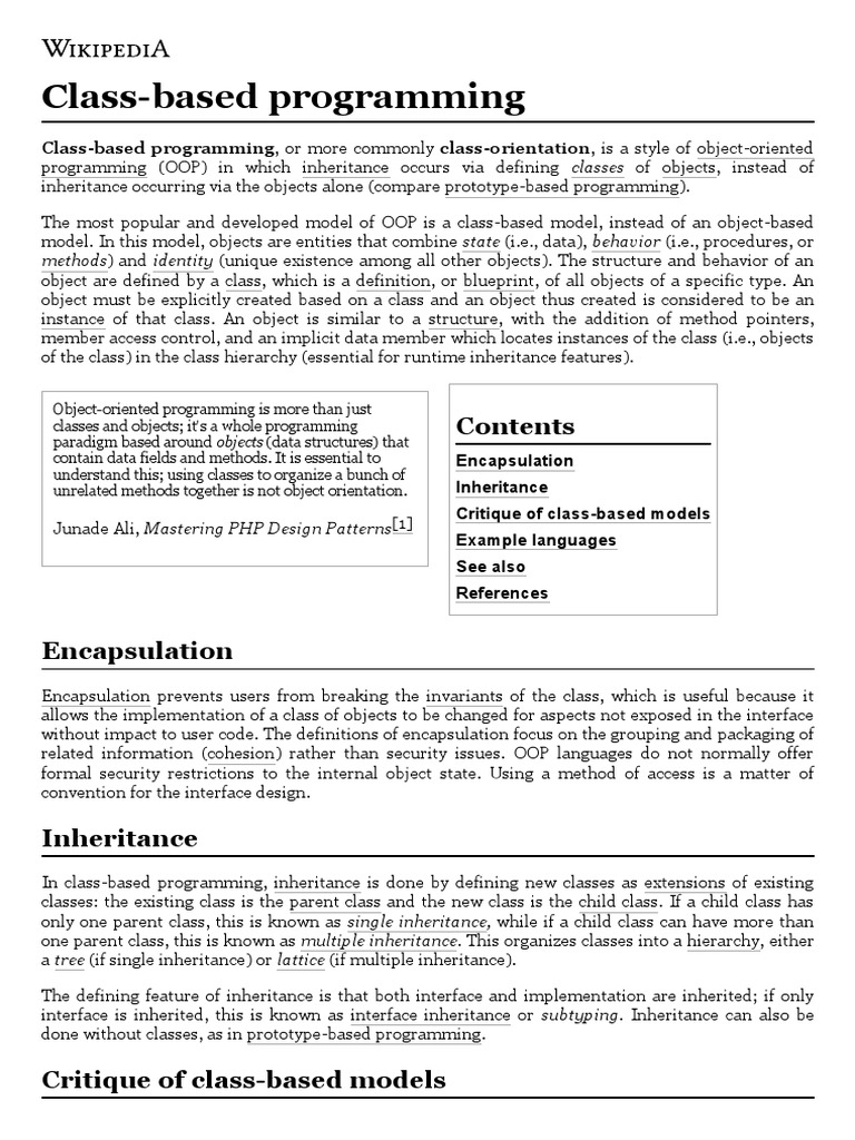 Class-Based Programming: Class-Based Programming, or More Commonly ...