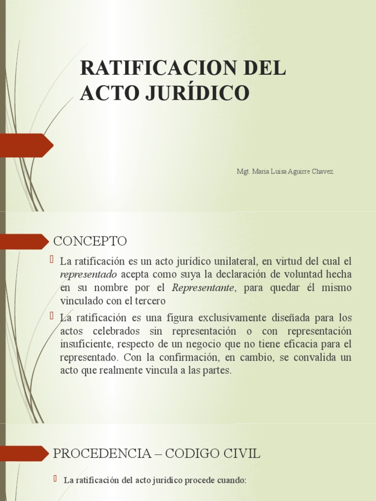 Ratificación del Acto Jurídico en Derecho | PDF | Propiedad ...