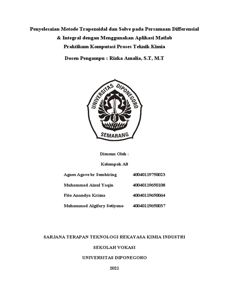 Metode Trapezoidal dan Solve di MATLAB | PDF | Komputer