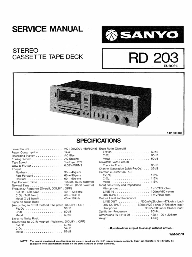 Sanyo RD-203 SM | PDF